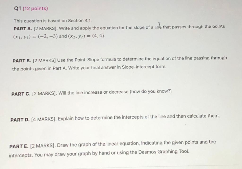 Solved Q1 (12 points) This question is based on Section 4.1. | Chegg.com