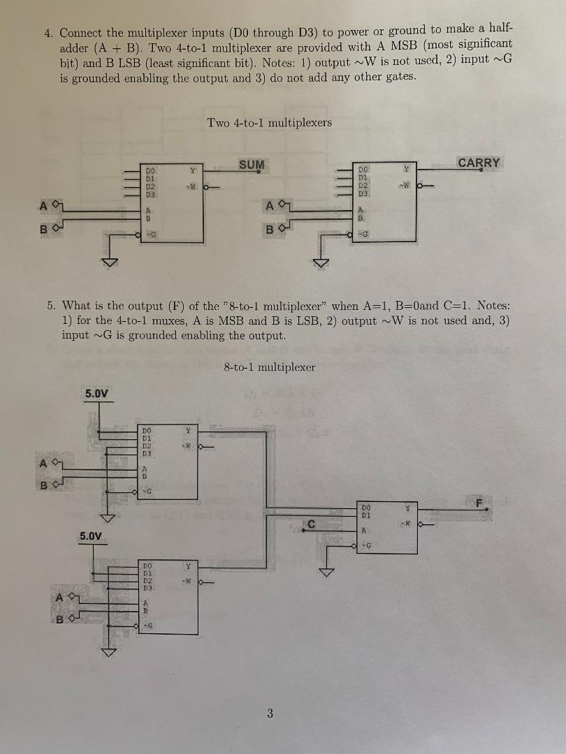 Solved 4. Connect the multiplexer inputs (DO through D3) to | Chegg.com