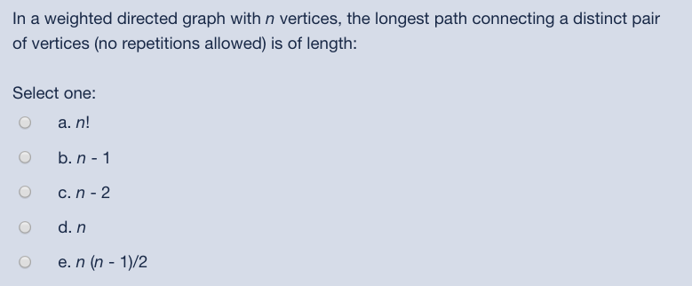 Solved In a weighted directed graph with n vertices, the | Chegg.com