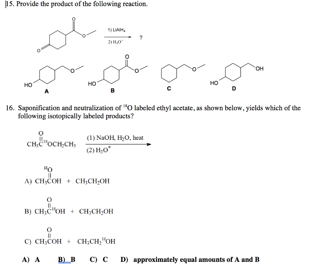 Solved O Chem questions, just checking to see if my answers | Chegg.com