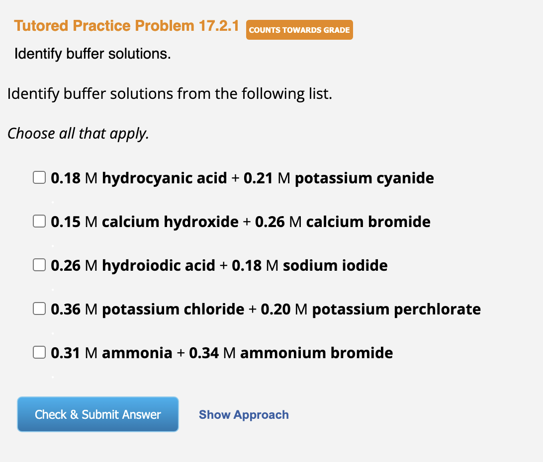 Solved Tutored Practice Problem 17.2.1 Identify buffer | Chegg.com