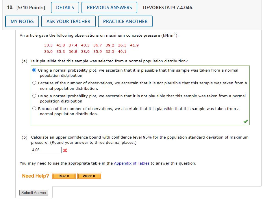 Solved An Article Gave The Following Observations On Maximum 