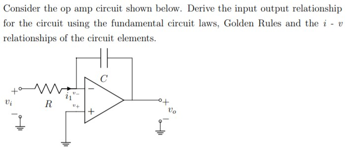 Solved Consider the op amp circuit shown below. Derive the | Chegg.com