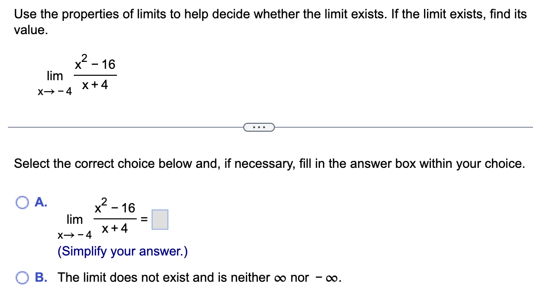 Solved Use the properties of limits to help decide whether | Chegg.com
