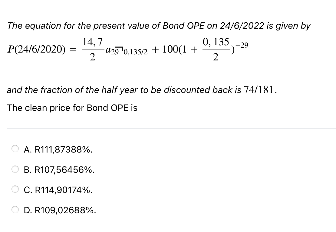 Solved 1) The equation for the present value of Bond OPE | Chegg.com