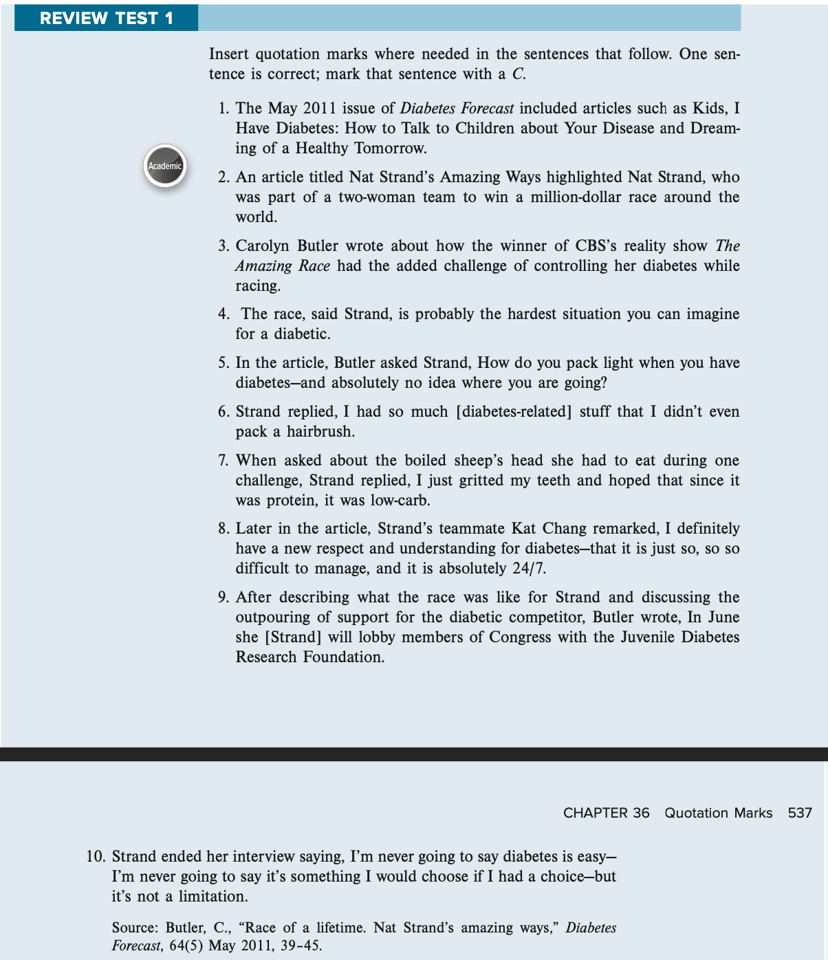 Insert quotation marks where needed in the sentences | Chegg.com