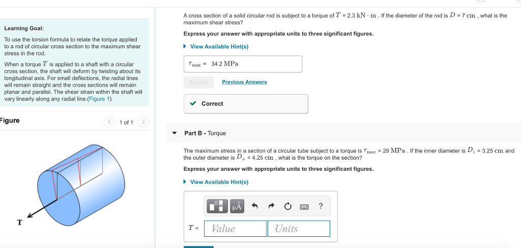 Solved A cross section of a solid circular rod is subject to | Chegg.com