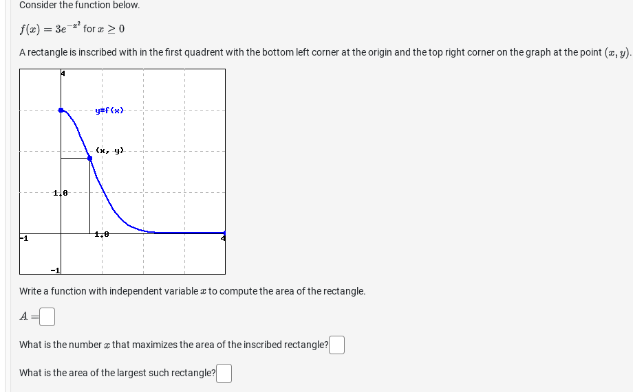 Solved Consider the function below.f(x)=3e-x2 ﻿for x≥0A | Chegg.com