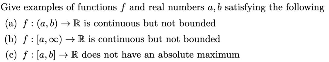 Solved Give examples of functions f ﻿and real numbers a,b | Chegg.com