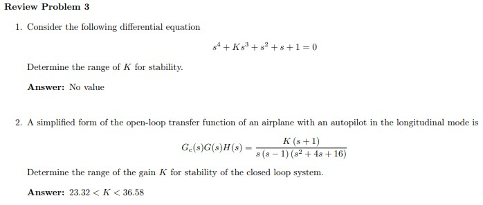 Solved Review Problem 3 1. Consider the following | Chegg.com