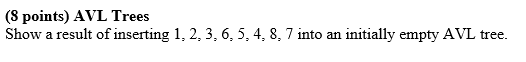 Solved (8 points) AVL Trees Show a result of inserting | Chegg.com