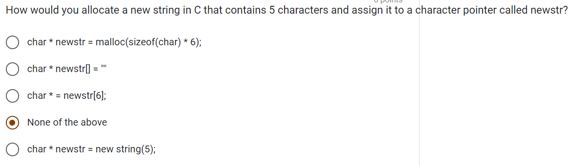 Solved How would you allocate a new string in C that | Chegg.com