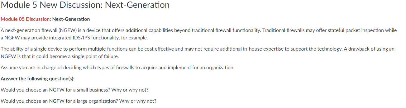 Solved Module 5 New Discussion: Next-Generation Module 05 | Chegg.com