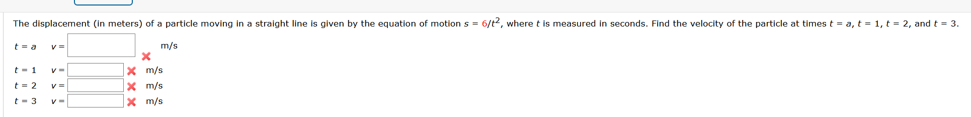Solved The displacement (in meters) of a particle moving in | Chegg.com