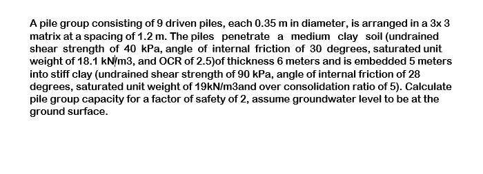 Solved A pile group consisting of 9 driven piles, each 0.35 | Chegg.com
