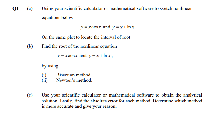 Solved Q1 (a) (b) Using your scientific calculator or | Chegg.com