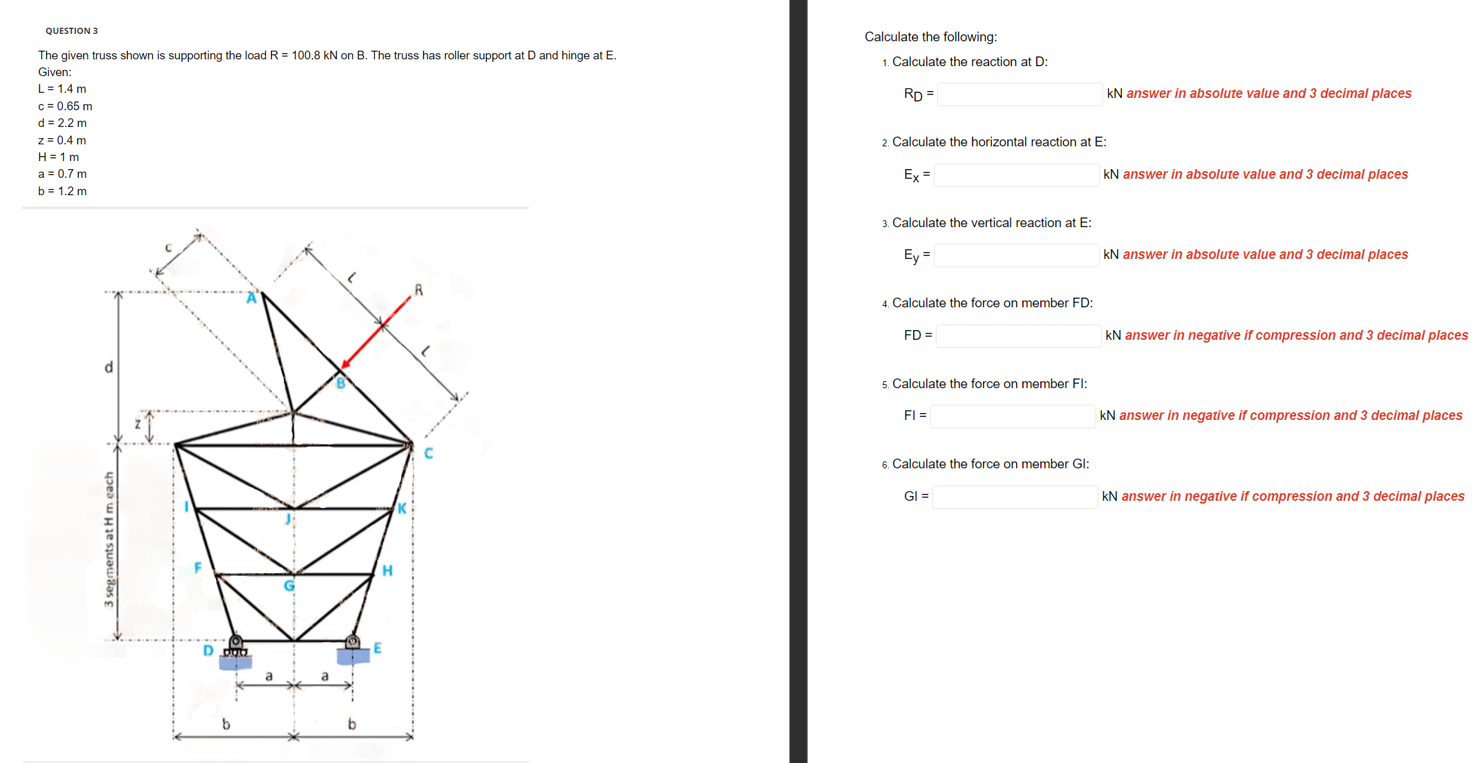 [Solved]: Please answer. TYSM QUESTION 3 Calculate the foll