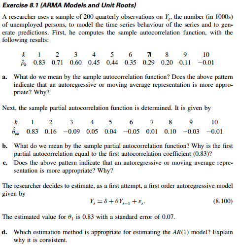 Solved Please give a complete solution for the Exercise 8.1 | Chegg.com
