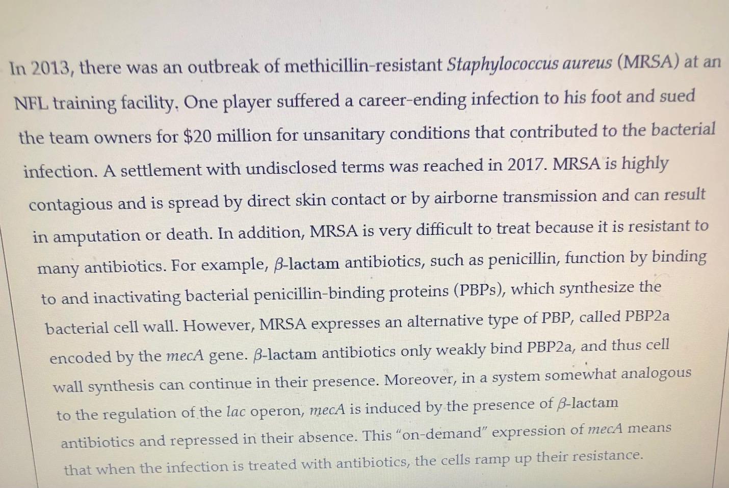 Solved 1a. Speculate on how mecA expression is inducible and | Chegg.com