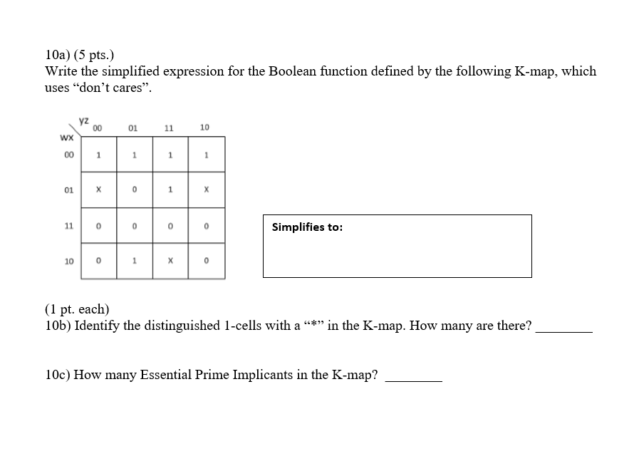 Solved 10a) (5 pts.) Write the simplified expression for the | Chegg.com