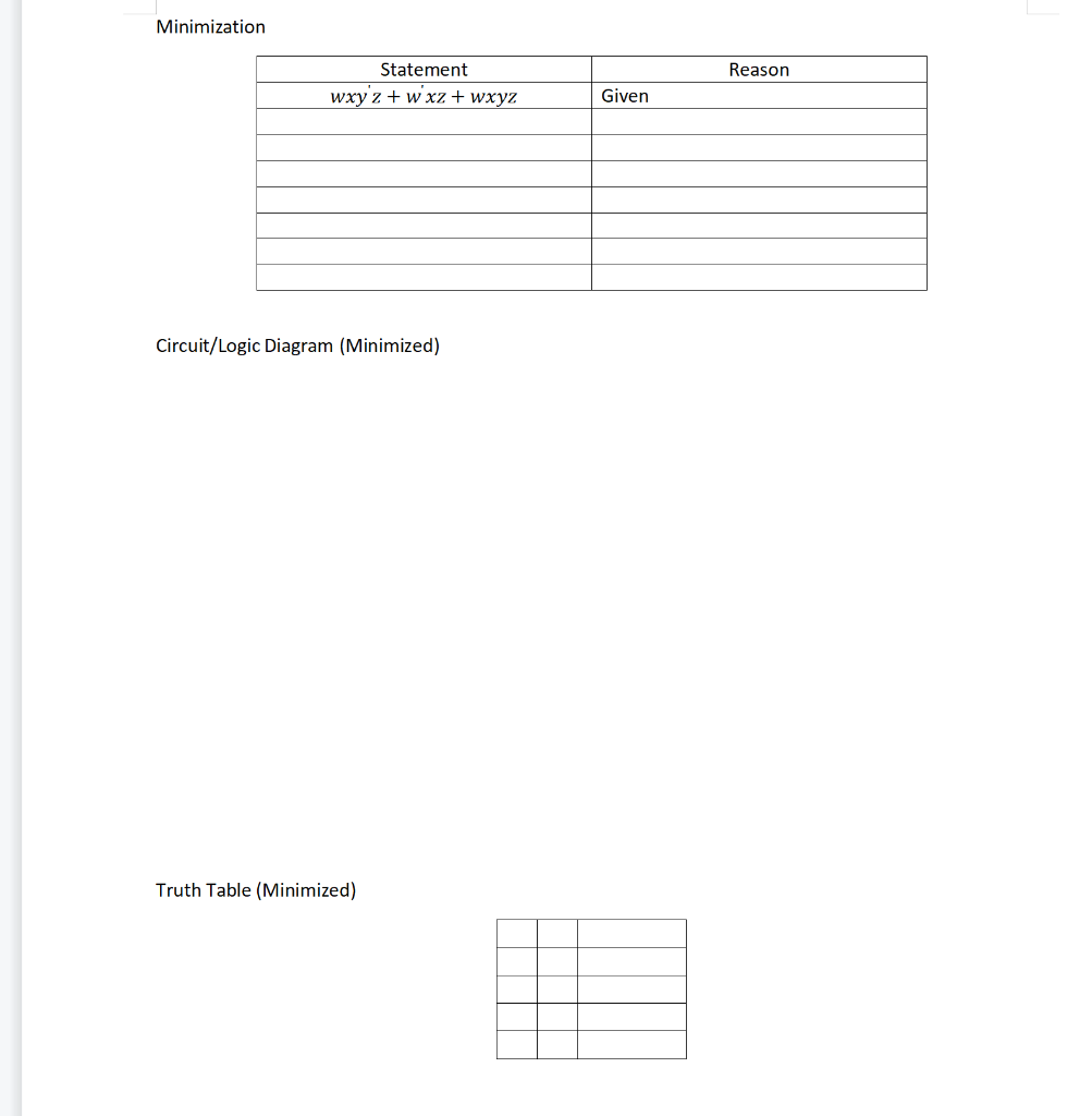 Solved Boolean Algebra And Circuit Minimization