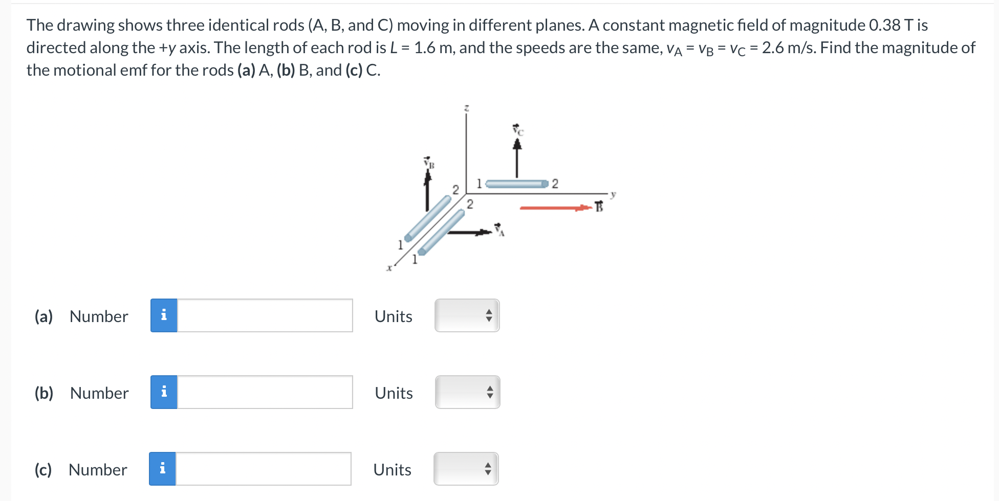 Solved The drawing shows three identical rods (A, B, and C) | Chegg.com