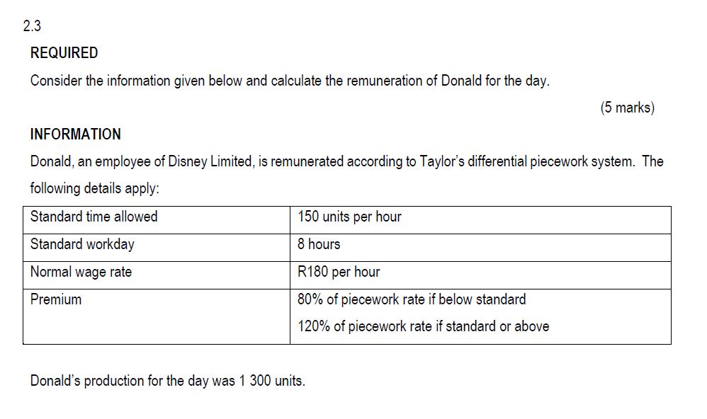 Solved INFORMATION Donald, an employee of Disney Limited, is | Chegg.com
