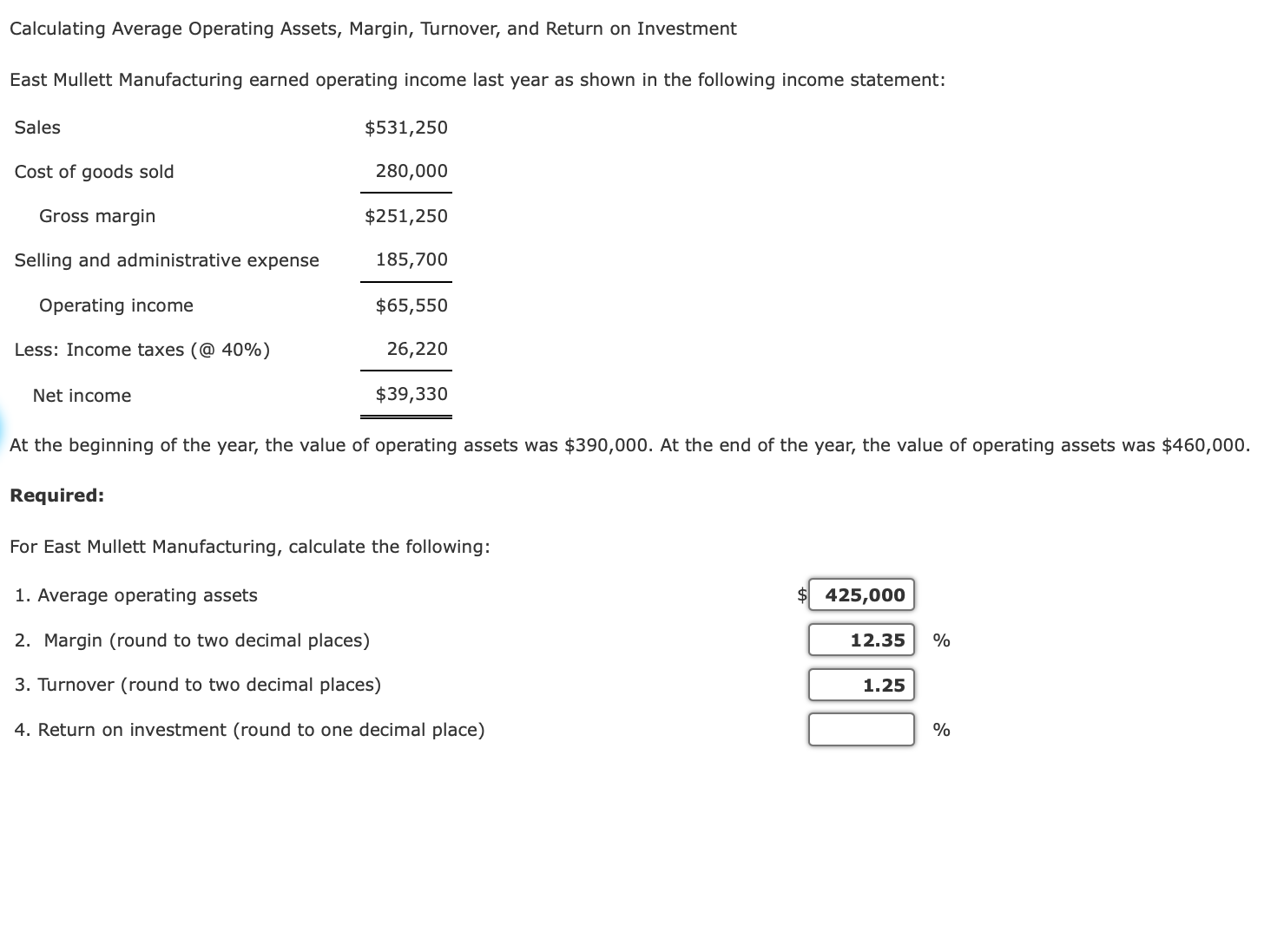 Solved Calculating Average Operating Assets, Margin, | Chegg.com