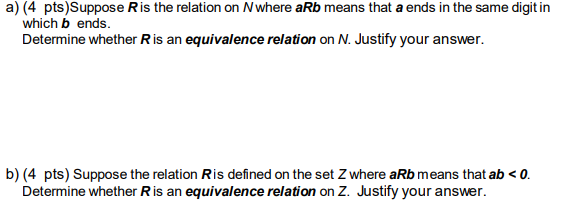 Solved b) (4 ﻿pts) ﻿Suppose the relation R ﻿is defined on | Chegg.com