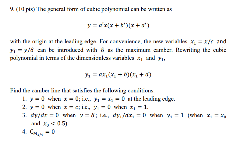 9. (10 pts) The general form of cubic polynomial can | Chegg.com