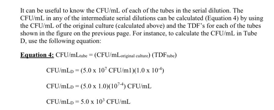 Solved It can be useful to know the CFU/mL of each of the | Chegg.com