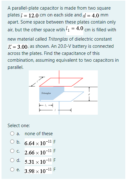 Solved A parallel-plate capacitor is made from two square | Chegg.com