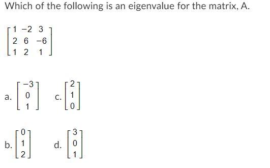 Solved Which of the following is an eigenvalue for the | Chegg.com