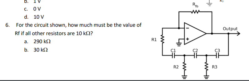 Solved b. R3 Ryb C.0V d. 10 V 6. For the circuit shown, how | Chegg.com