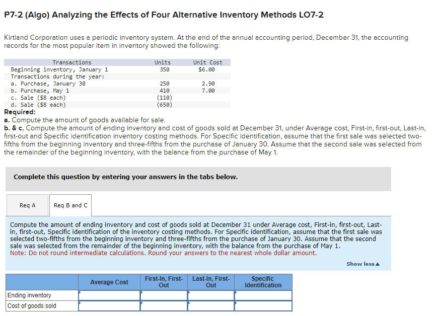 Solved P7-2 (Algo) Analyzing the Effects of Four Alternative | Chegg.com