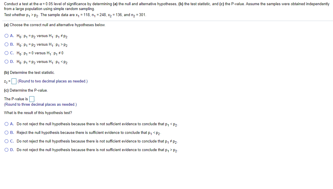 Solved Conduct a test at the a = 0.05 level of significance | Chegg.com