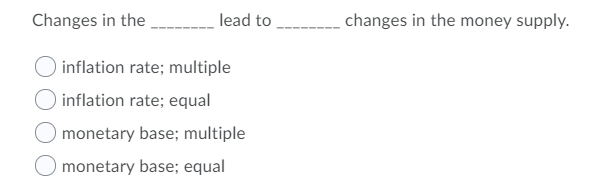Solved Changes in the lead to _-_-_ changes in the money | Chegg.com