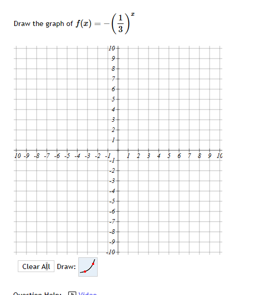Solved Draw the graph of f(x)=-(13)x | Chegg.com