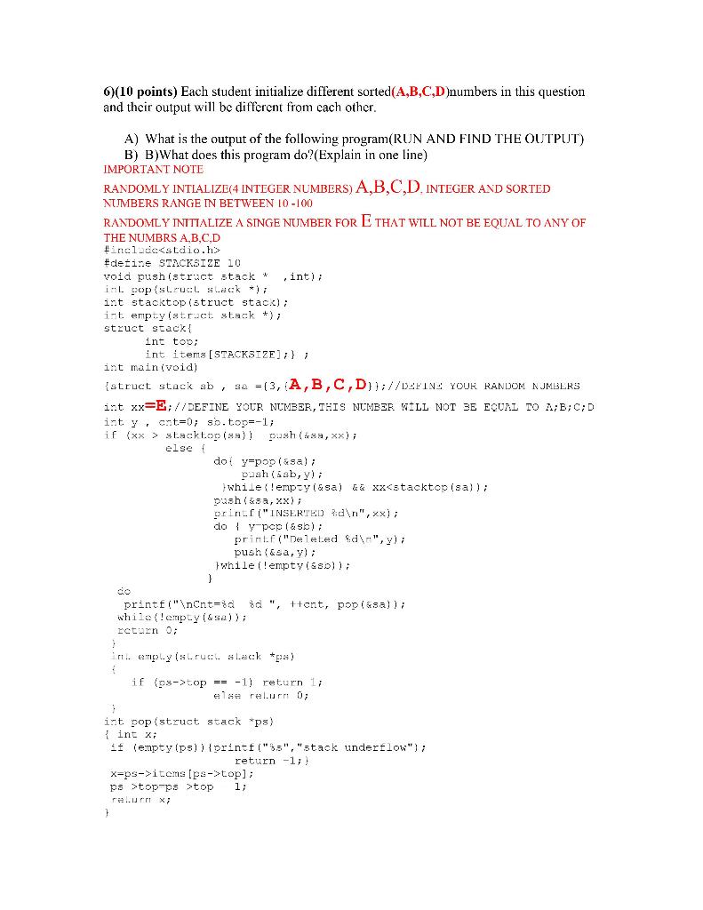 Solved (10 points) Each student initialize different | Chegg.com