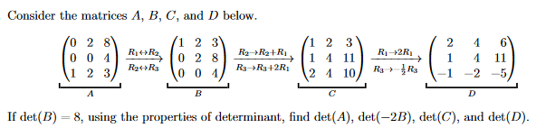 Solved Consider the matrices A,B,C, ﻿and D ﻿below.If | Chegg.com