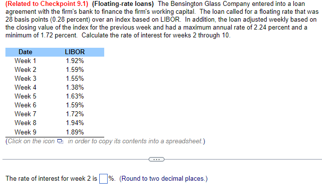Solved (Related to Checkpoint 9.1) (Floating-rate loans) The | Chegg.com
