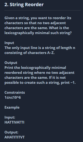 Solved Given a string, you want to reorder its characters so | Chegg.com