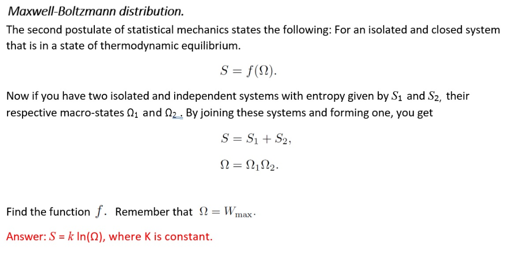 Solved Maxwell-Boltzmann distribution. The second postulate | Chegg.com