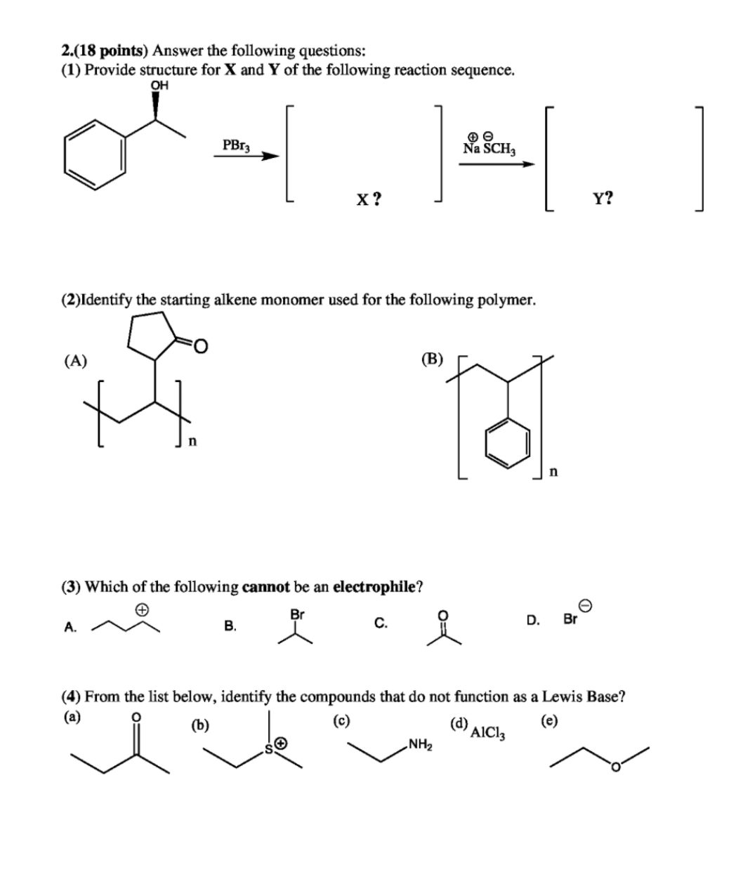 Solved 2.(18 points) Answer the following questions: (1) | Chegg.com