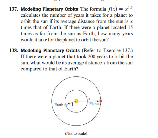 Solved 137. Modeling Planetary Orbits The formula f(x)=x1.5 | Chegg.com