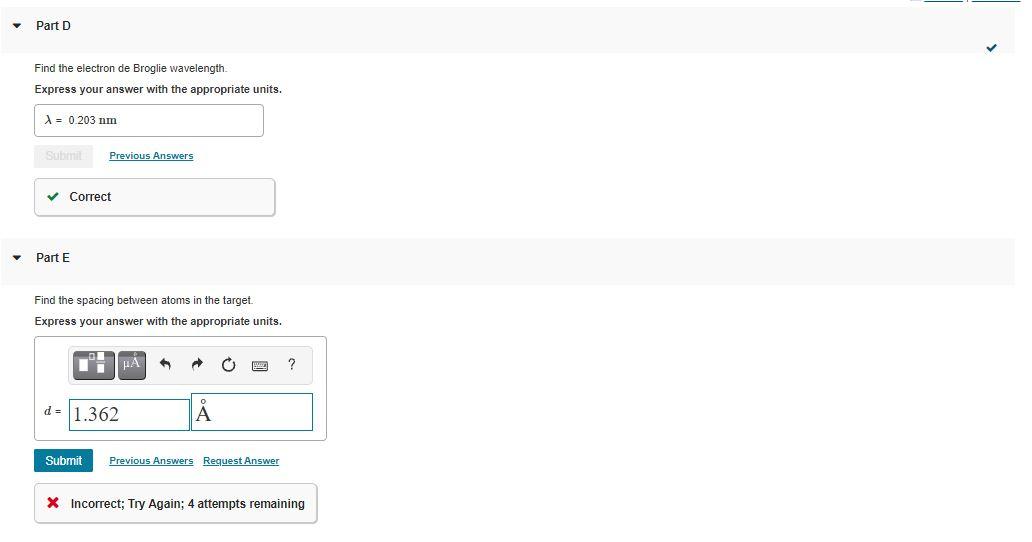 Solved Part A In an electron-diffraction experiment, the | Chegg.com