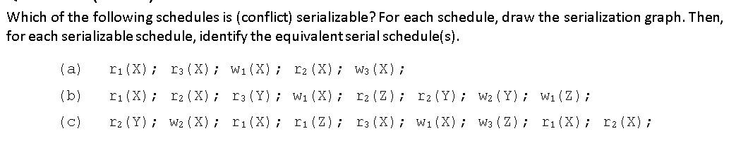 Solved Which of the following schedules is (conflict) | Chegg.com