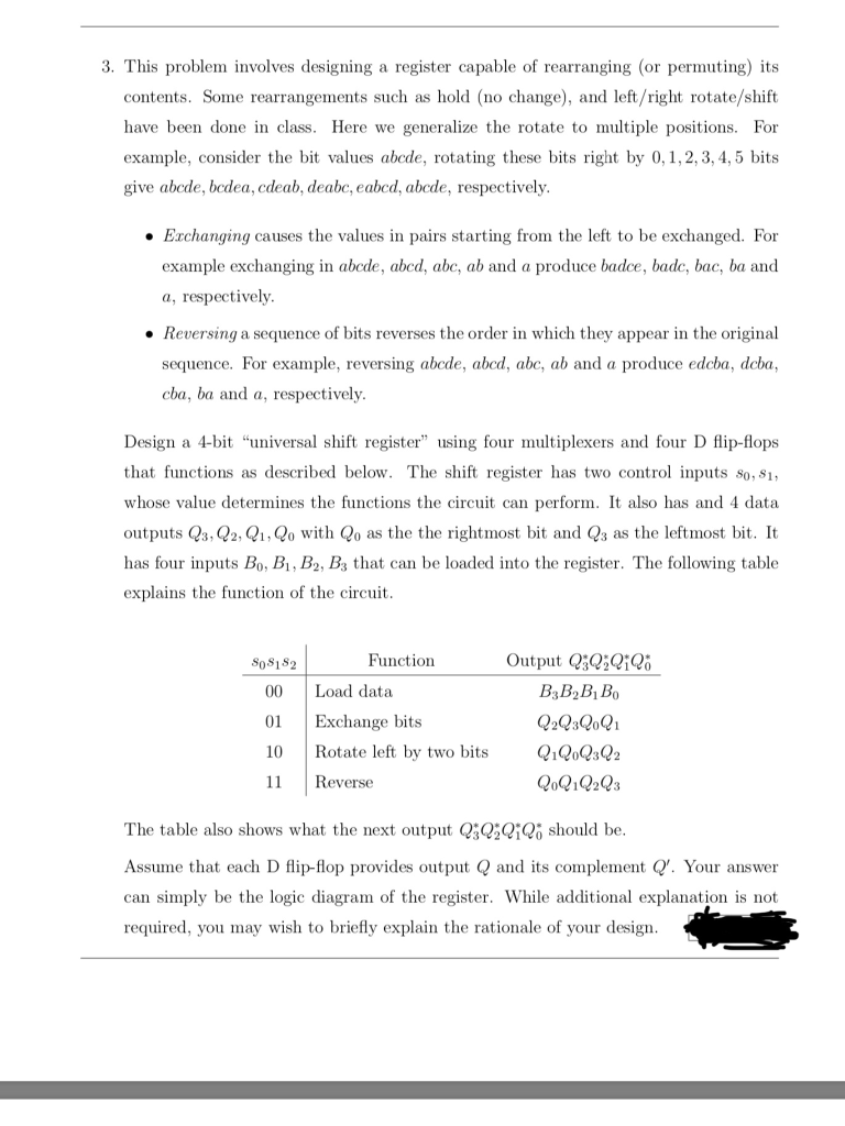 Solved 3. This problem involves designing a register capable | Chegg.com