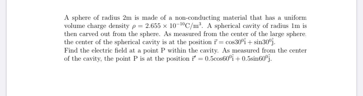 Solved A sphere of radius 2m is made of a non-conducting | Chegg.com