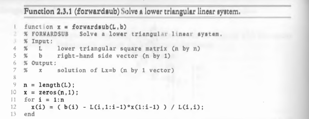 Solved Function 2.3.1 (forwardsub) Solve a lower triangular | Chegg.com